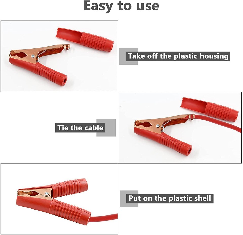 2PCS Car Alligator Clips Crocodile Clip Battery Test Clamps 100A Red ...