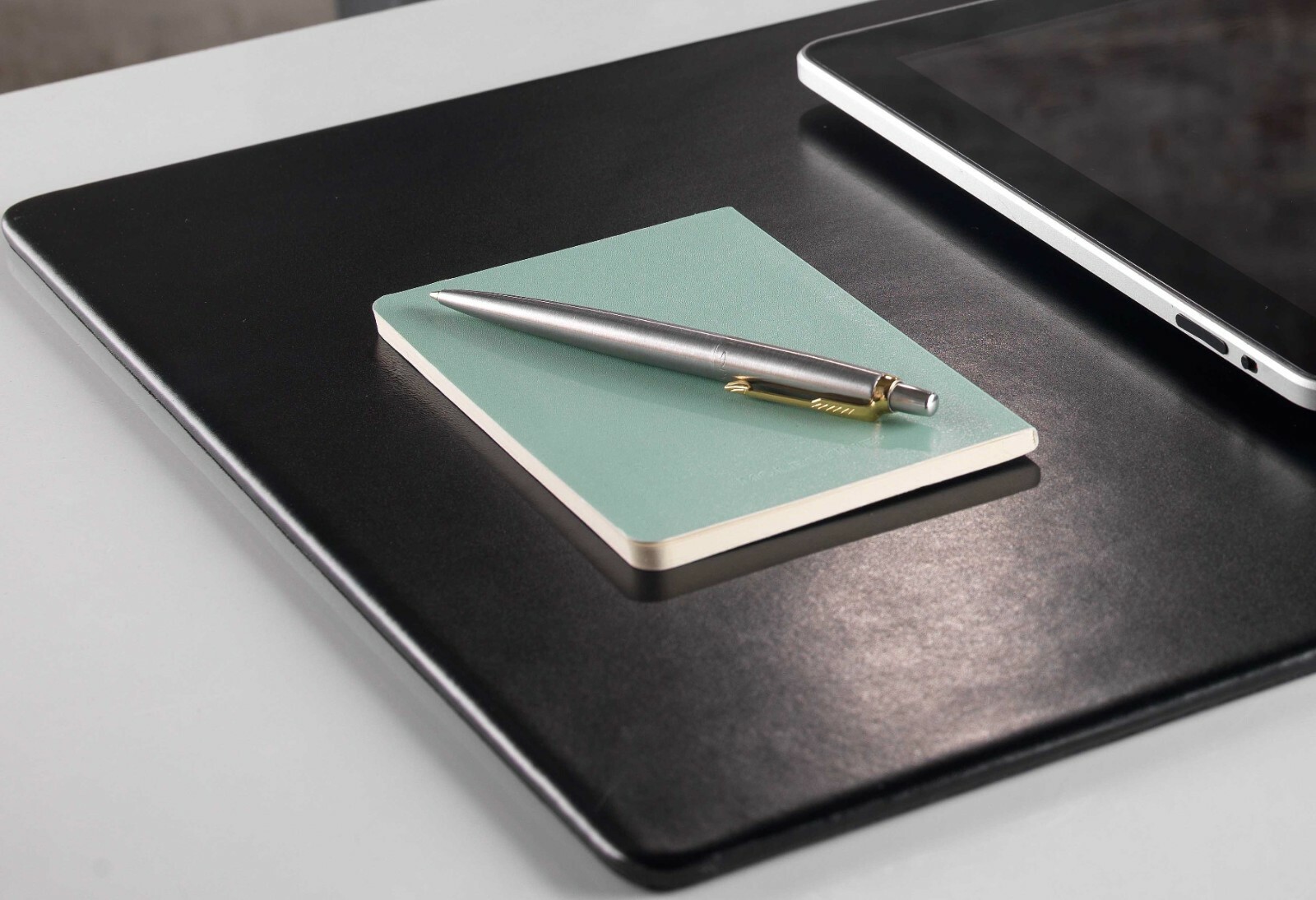 BLACK LEATHER WRITING DESK ORGANISER PAD MAT HOME OFFICE 44CM X 36CM A3 ...