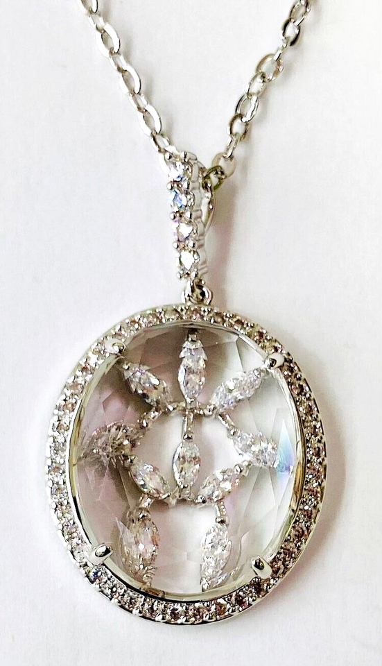 HSN Natalie Mills Silver-Tone Clear Stone & Cubic Zirconia 18" Necklace ...