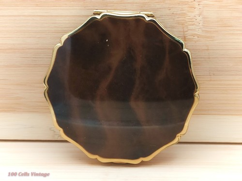 Stratton Brown Marble Effect-Vintage Ladies Powder Compact-1re | eBay UK