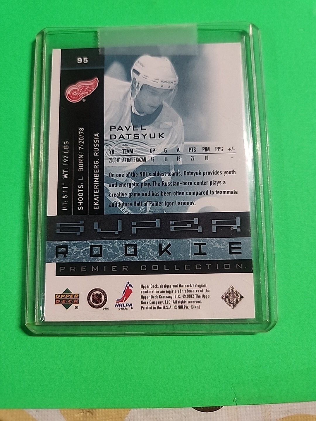 2001-02 UD Premier Collection SUPER ROOKIE PAVEL DATSYUK #95 RC #164/ ...
