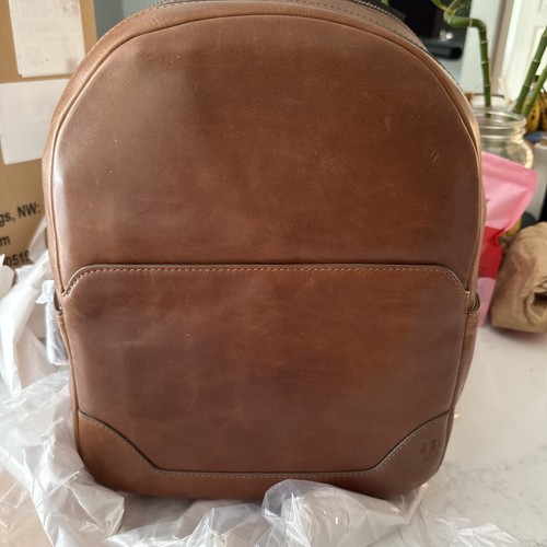 NWT Frye Melissa Leather Large Backpack Luggage Sleeve Cognac Brown ...