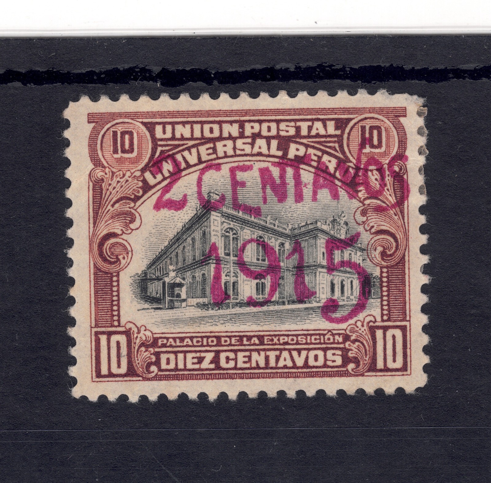 PERU Scott # 193c, MINT/VF/Hinged, 1915 Two Centavos Surcharged on 10c ...