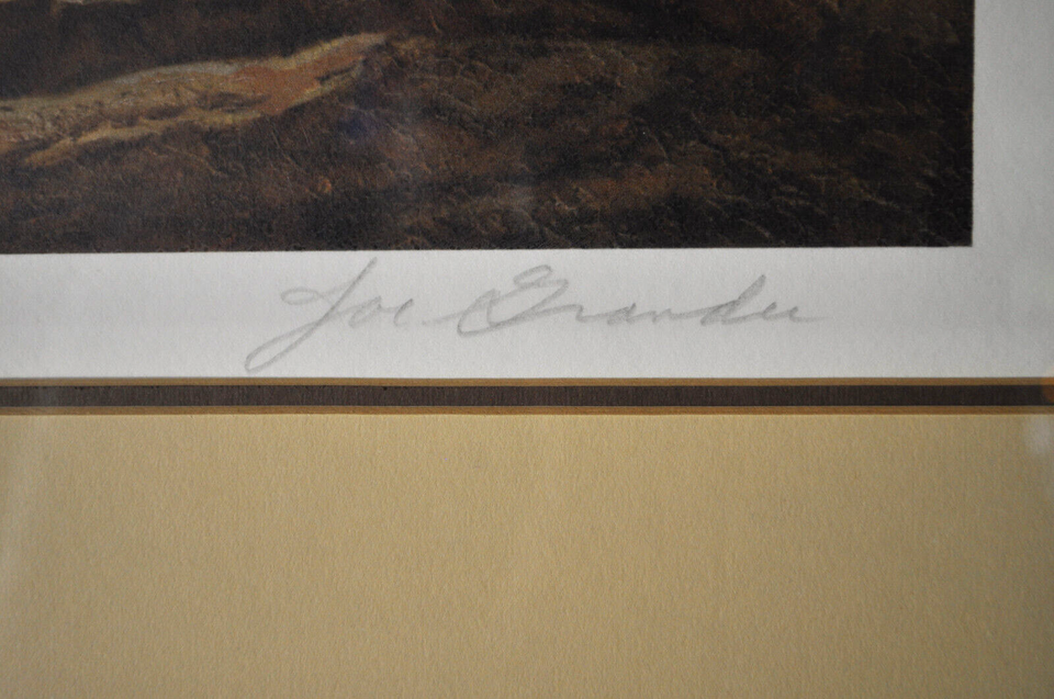 Joe Grandee 1974 Signed Lithograph Pursuit and Attack Framed Double Mat ...