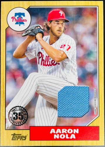 2022 AARON NOLA TOPPS 87 RETRO BASEBALL GAME USED RELIC CARD #87BR-AN ...