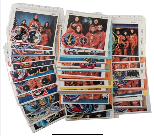 74 NASA Press Photo Packs Space Shuttle Missions, Most w Patches And/or ...