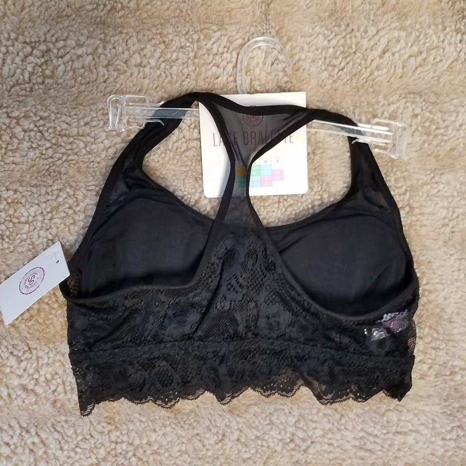 So Womens S Tback Lace Bralette Black 32 A B Cup Size | eBay