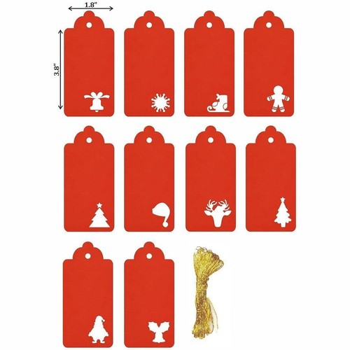 Rectangle Christmas Designed Gift Tags With Golden Strings 100 Pcs | eBay