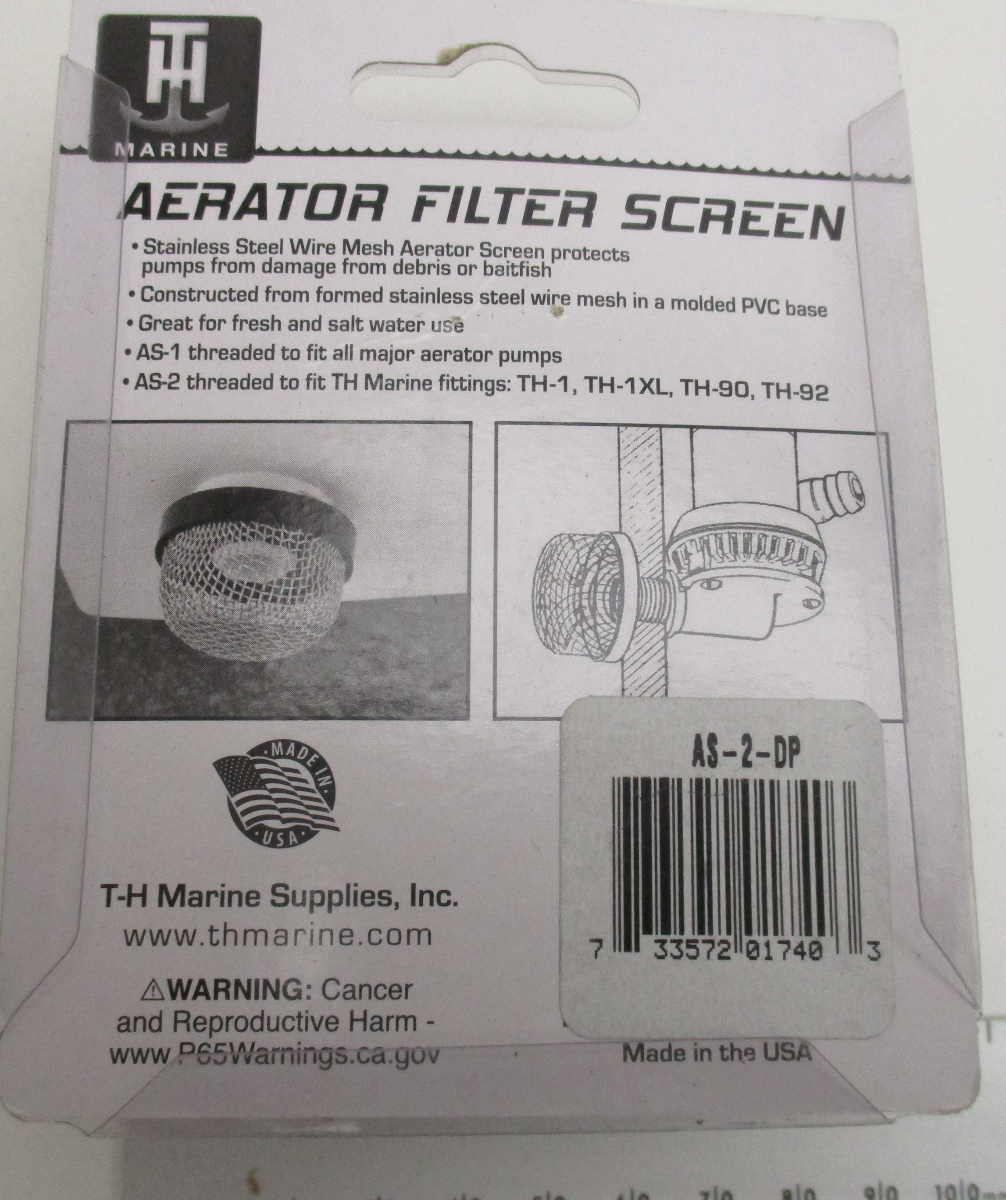 AS-2-DP T H Marine Boat Baitwell Aerator Filter Screen Intake 1 ...
