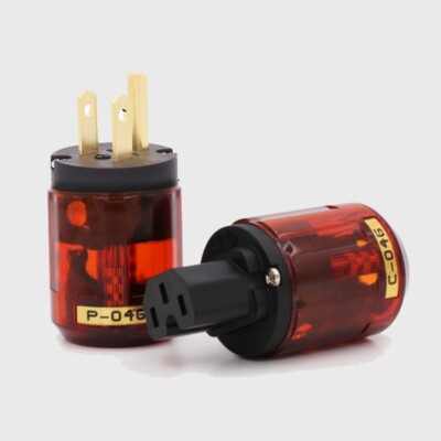 Pair Red Gold Plated US Power Plug Connector For DIY Hifi Audio Mains ...
