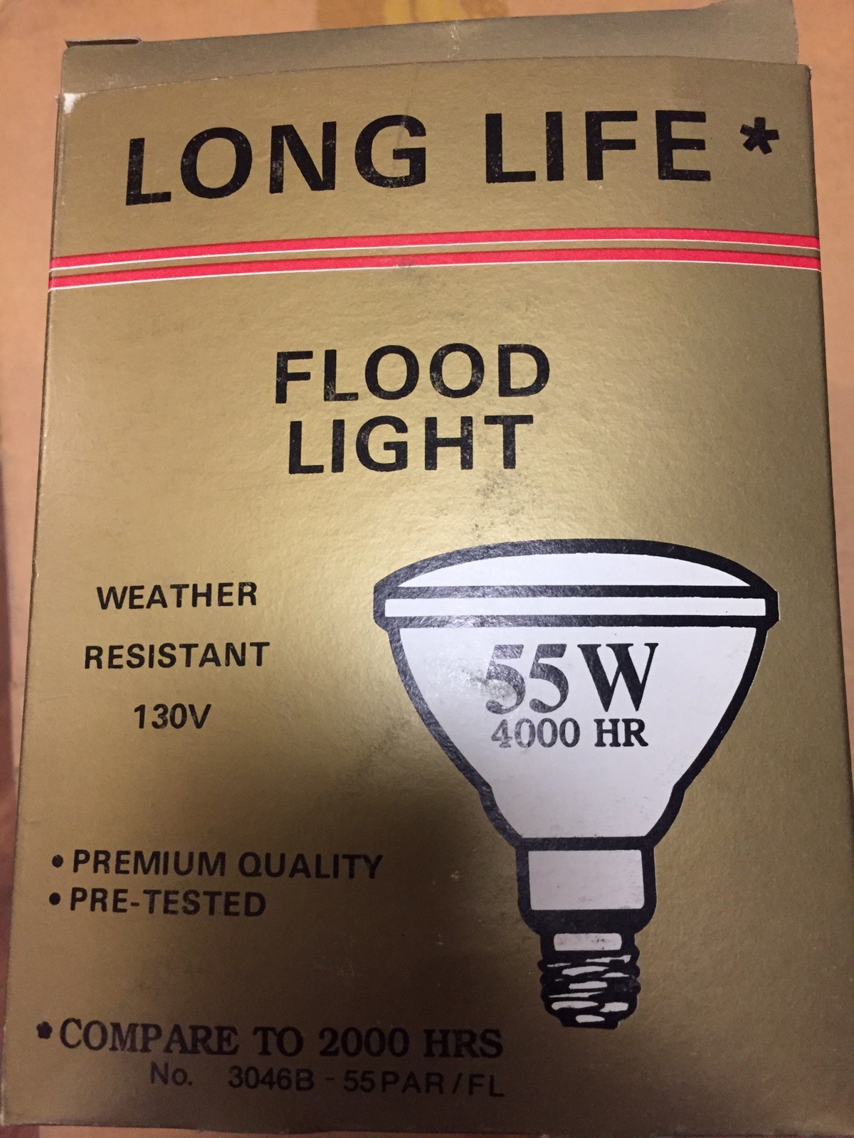 12 Pack Long Life Outdoor Incandescent Flood Light Bulbs 55W 130V 4000 ...