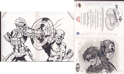 2014 Marvel Premier Dual Panel Sketch Card Serrano Captain America ...