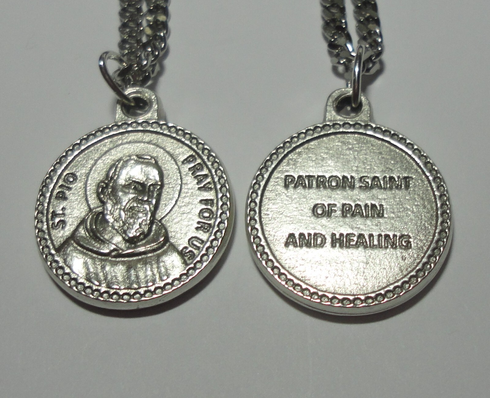Round St Padre Pio "Patron saint of pain and healing" Holy Medal on 24 ...