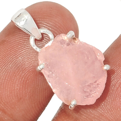 Natural Rose Quartz Rough - Madagascar 925 Silver Pendant Jewelry ...