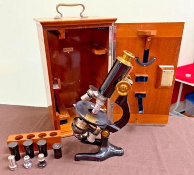 Antique 1900's Brass MICROSCOPE MONOCULAR O. Otto Himmler Berlin ...