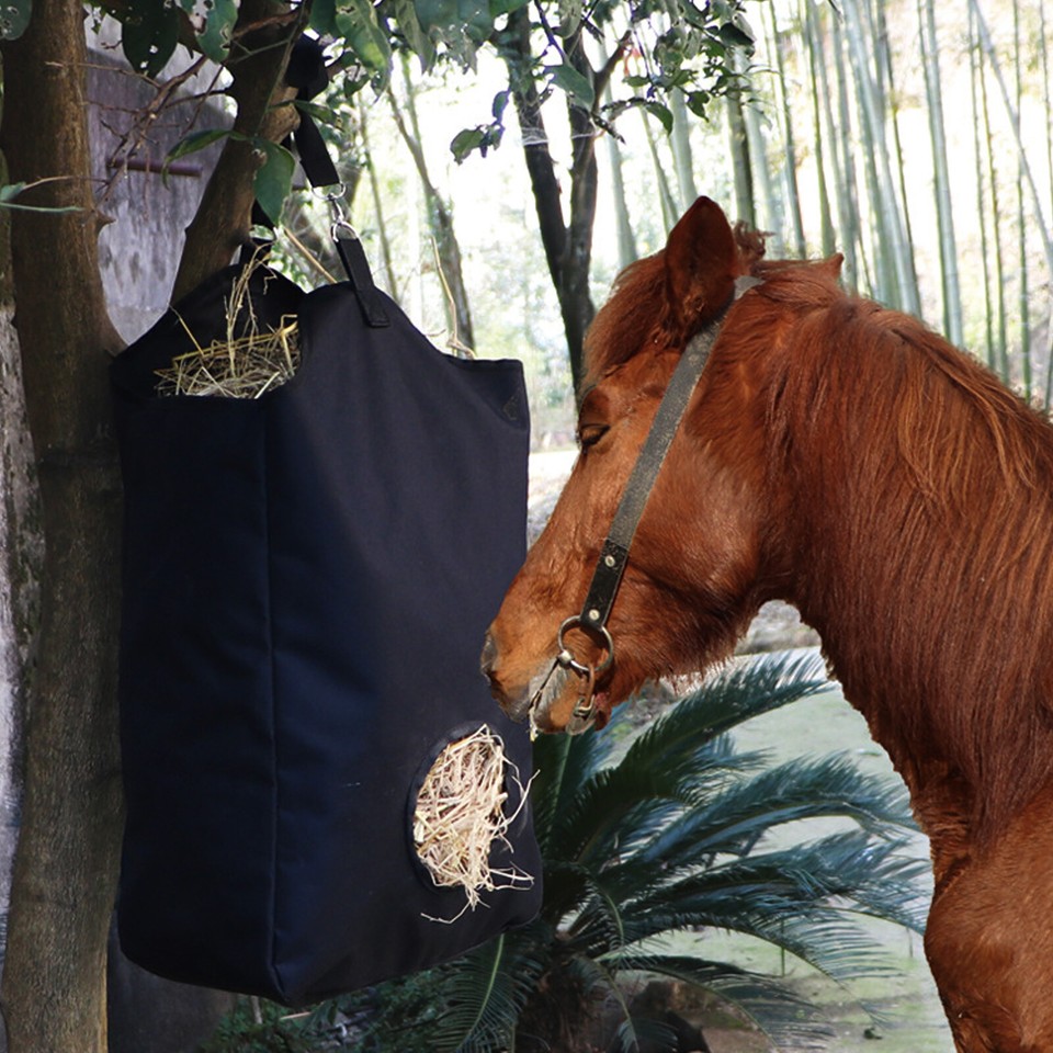 LARGE SLOW FEED HAY BAG FEEDING HOLE NET FOR HORSE TRICKLE FEED PONY ...