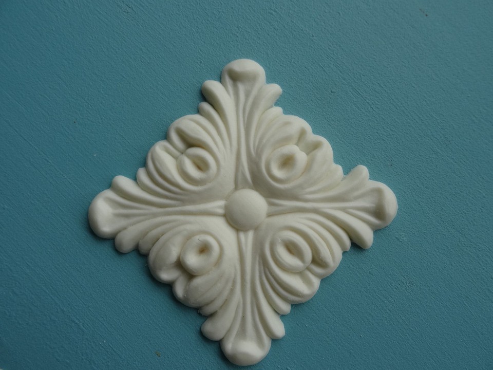 Decorative edwardian clover applique onlay resin furniture moulding EC1 ...