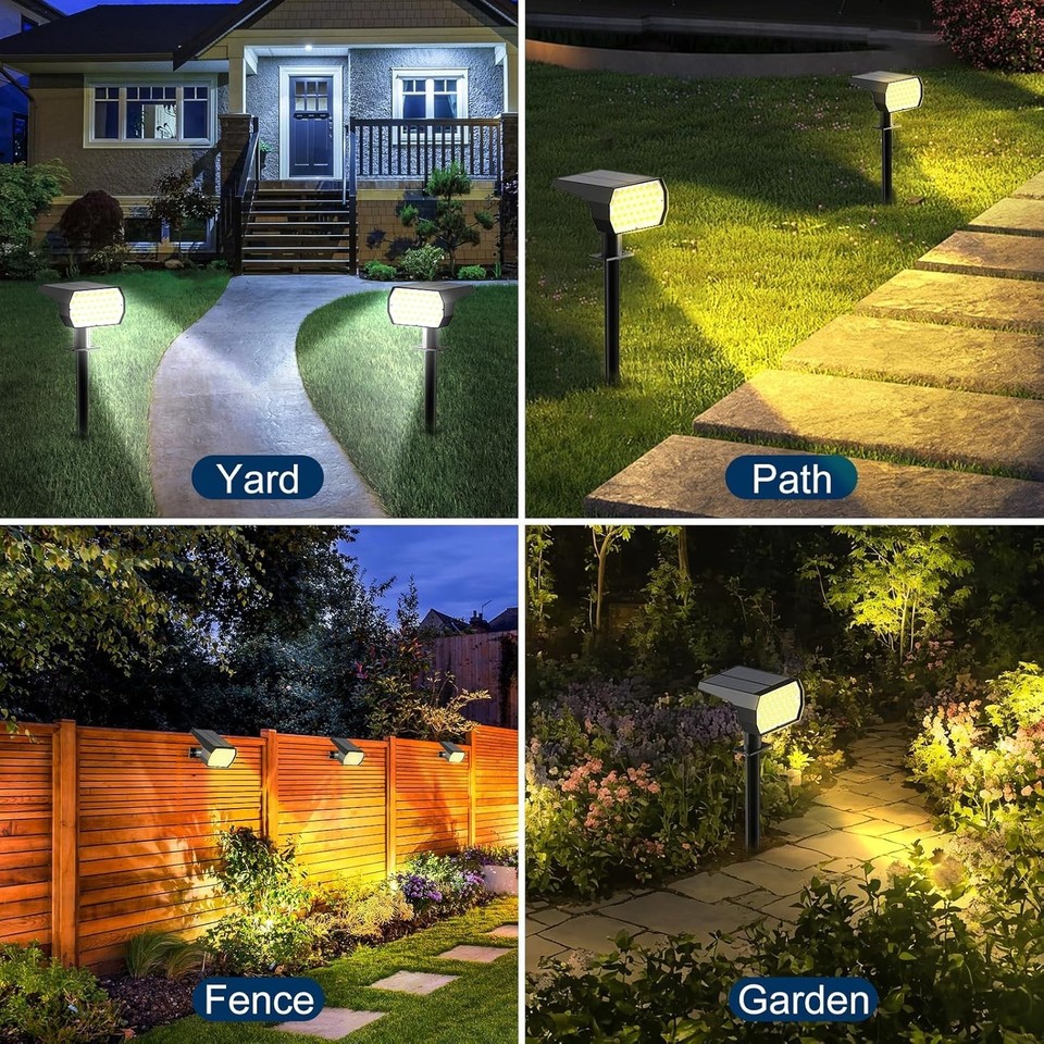 Solar Spot Lights Outdoor - 74 LED 3 Lighting Modes Waterproof Outdoor ...
