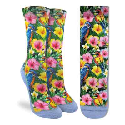 Tropical Birds & Flowers Women's Active Fit Crew Socks Size 9-11 Good ...