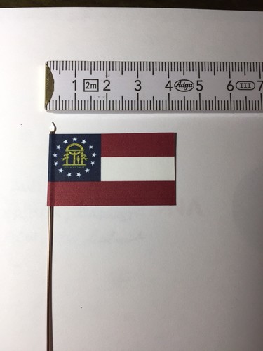 778) 1x 25mm 28mm ACW Confed Flag on Metal Flagpole State Flag Georgia ...