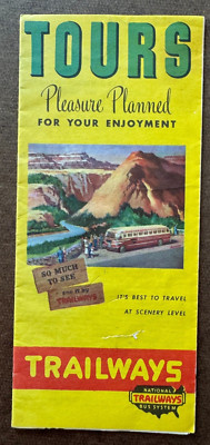 Vintage ca 1950s National Trailways Bus System Brochure Tours Pleasure ...