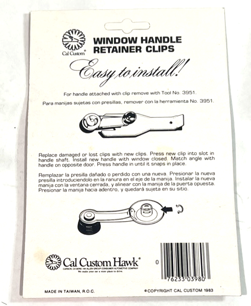 Vintage Window Handle Retainer Clips Cal Custom 3980 | eBay