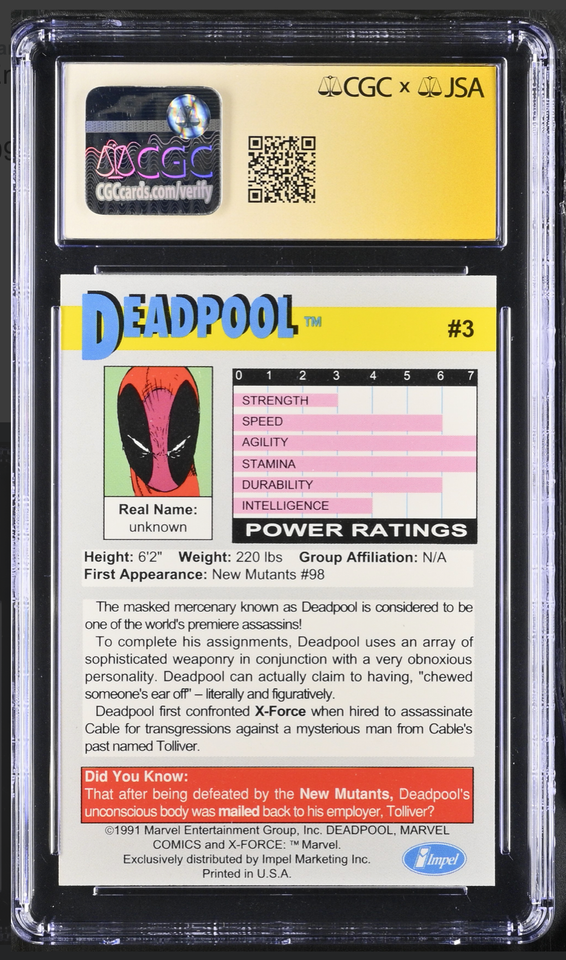 Deadpool #3 1991 X-FORCE PROMO SET ROOKE CARD CGC 6 Rob Liefeld ...