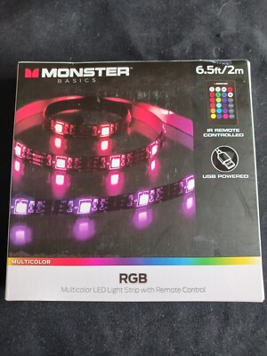 Monster Basics 6.5 Ft Color Changing USB LED Light Strip With Remote | eBay