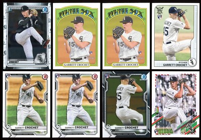 Garrett Crochet RC LOT OF **(8) ROOKIE CARD LOT** - w/ 1x Bowman Chrome ...