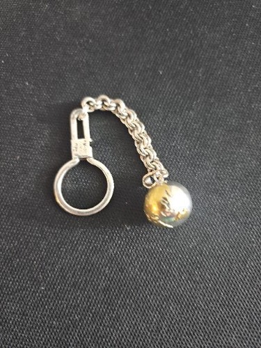 MEXICO 925 Sterling Silver And Gold - Vintage Shiny World Key Chain And ...