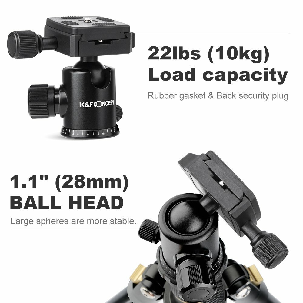 K&F Concept Professional Portable Tripod Ball Head for Canon Nikon ...