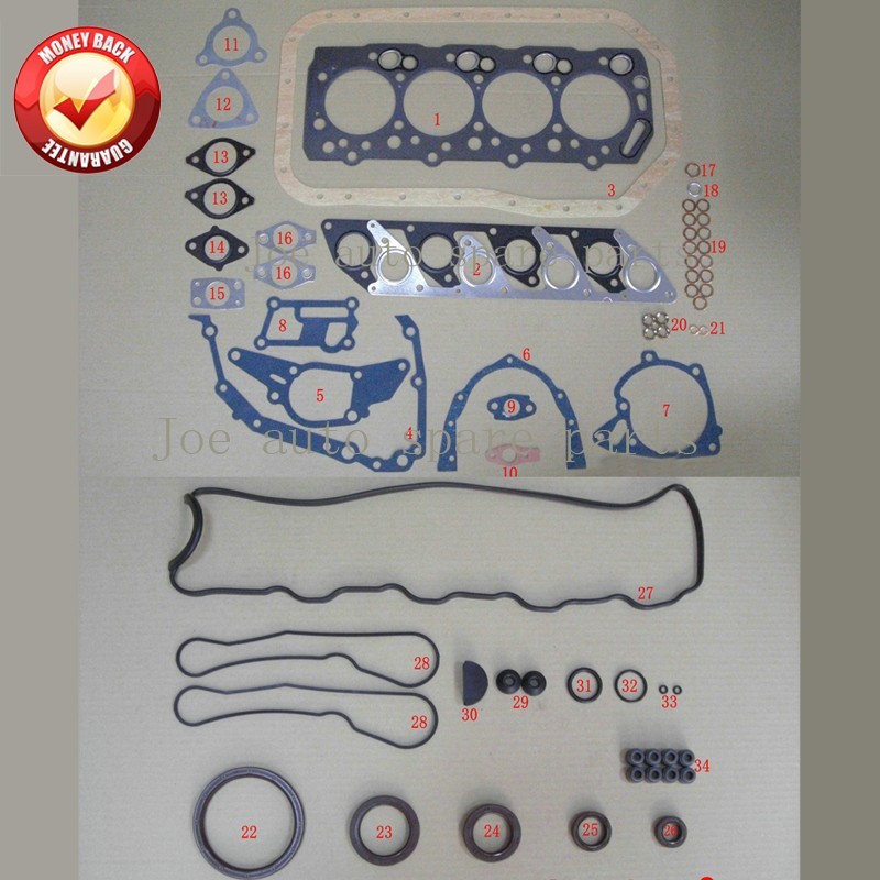 4D56 4D56T Engine Full Gasket Set kit for Mitsubishi Montero/L200/L400 ...