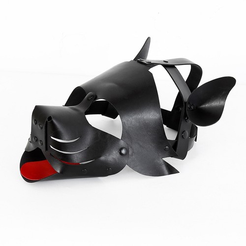Dog Puppy Roleplay headgear Halloween Cosplay PU leather Mask Harness ...