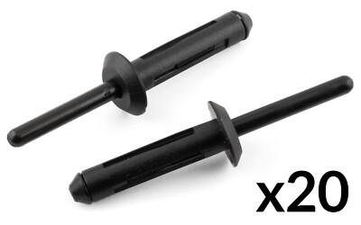 20x PANEL CLIP BLACK PLASTIC BLIND POP RIVET FASTENER 6mm FOR FORD GM ...
