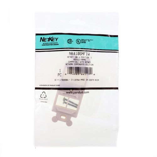 PANDUIT NK4106MFIW NETKEY 106-STYLE FACEPLATE INSERT, 1-GANG, 4-PORT ...