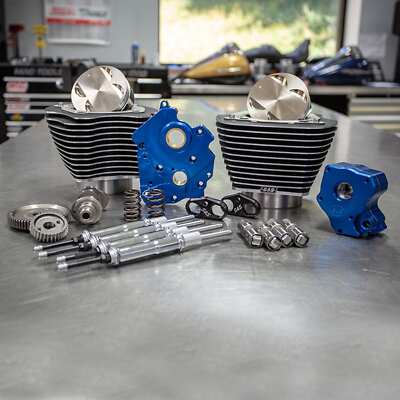 S&S 124" M8 Bolt On Big Bore Kit Highlighted Gear Cam Chrome Pushrod ...