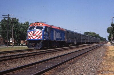 METRA Railroad Locomotive 195 BROOKFIELD IL Original 1996 Photo Slide ...
