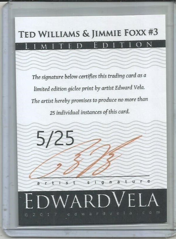 2017 TED WILLIAMS & JIMMIE FOXX # 3 ORIGINAL PRINT ART SKETCH CARD ...