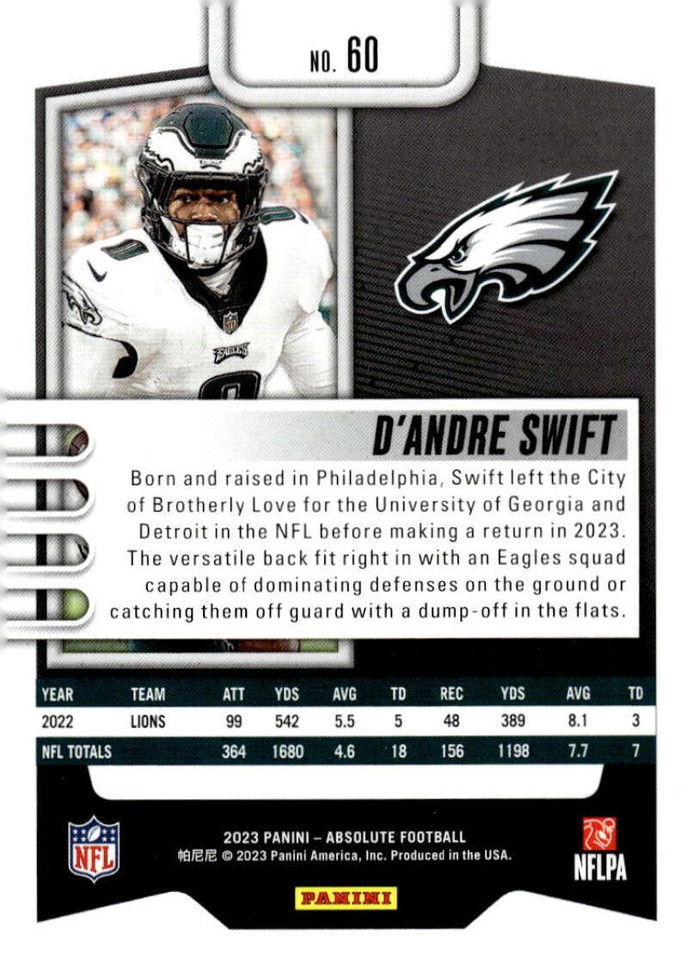 D'ANDRE SWIFT 2023 Panini Absolute Base #60 NFL Eagles ID:93968 | eBay