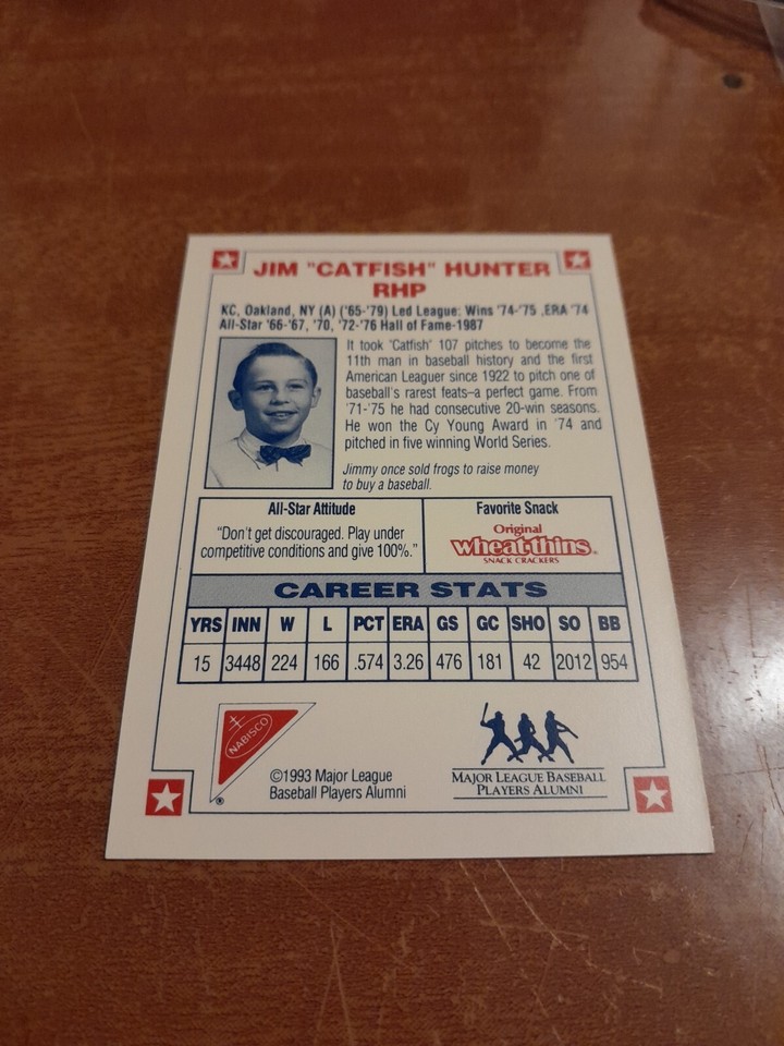 1993 Nabisco All Star Autographs Jim Catfish Hunter Autograph Auto HOF ...