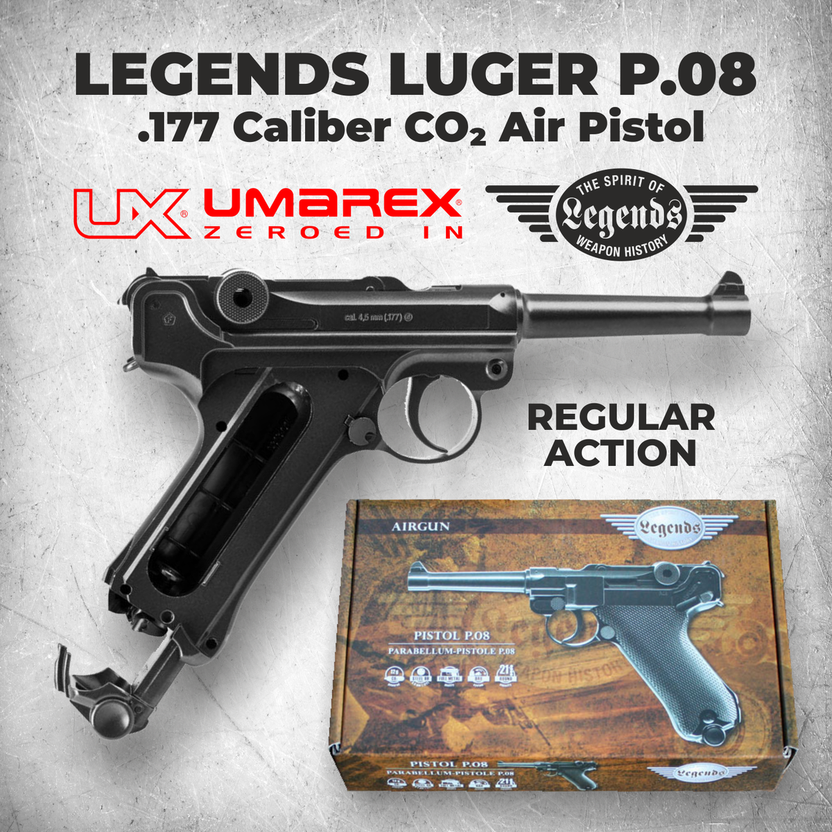 Umarex Luger Air Pistol Umarex Legends Luger P.08 .177 Cal CO2 BB Air ...