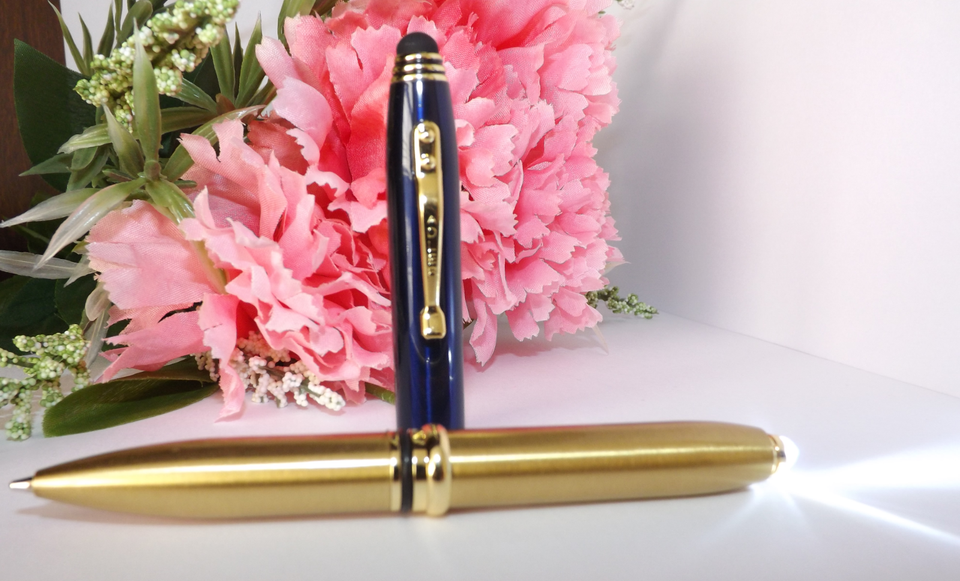 3 in 1 Crowne Triple Navy Flashlight Stylus Antimicrobial Adler Pen ...