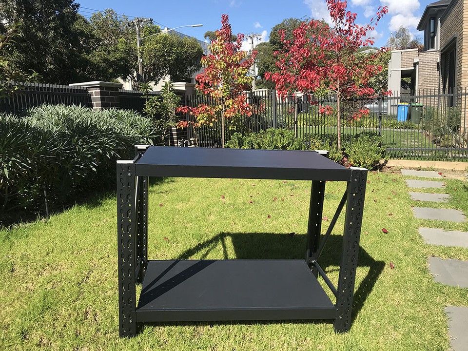 Matte Black Metal Warehouse Workbench Shelving Rack Work Bench Stand ...