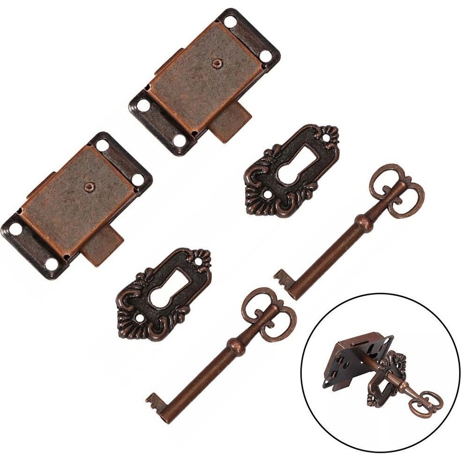 For Cabinet Doors Antique Bronze Lock Set Curio Cabinet Lock Easy ...