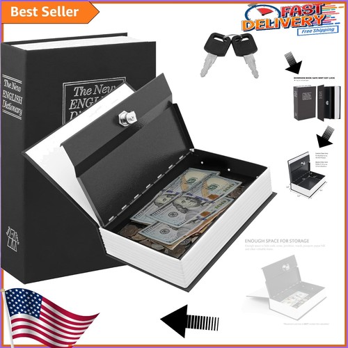 Disguised Hidden Book Safe with Key Lock - Portable Metal Security ...