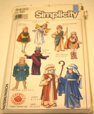 Vintage Simplicity 8930 Nativity Costumes Sewing Pattern - Adult Medium ...