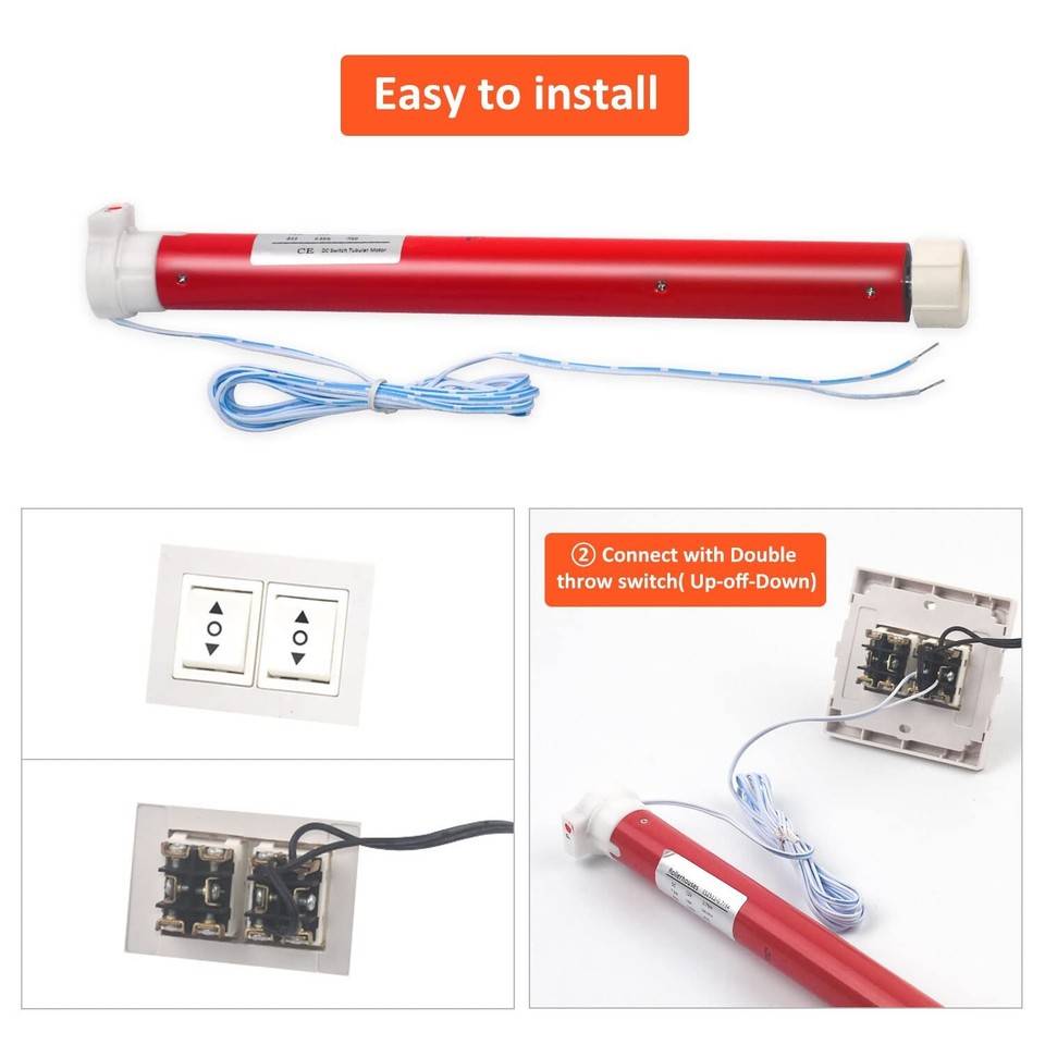 12V DIY Electric Roller Blind/Shade Tubular Motor Kit, Hard Wired 12V ...