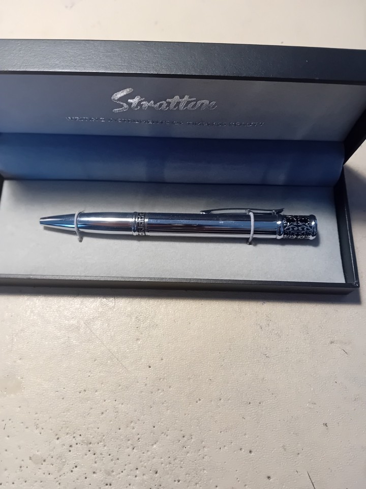 Stratton Ball Pen - Silver with Black accent Twist CT Boxed Unused ...