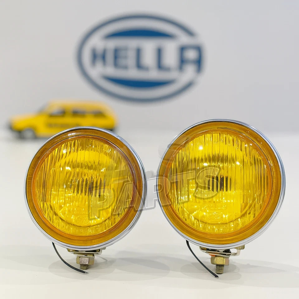 Pair Hella Yellow Fog Lamp With Cover With Bulb H3 Halogen Bulb ...