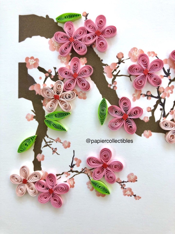 New! Quilling Co Like Papyrus Cherry Blossoms Quilling Art Blank Card ...